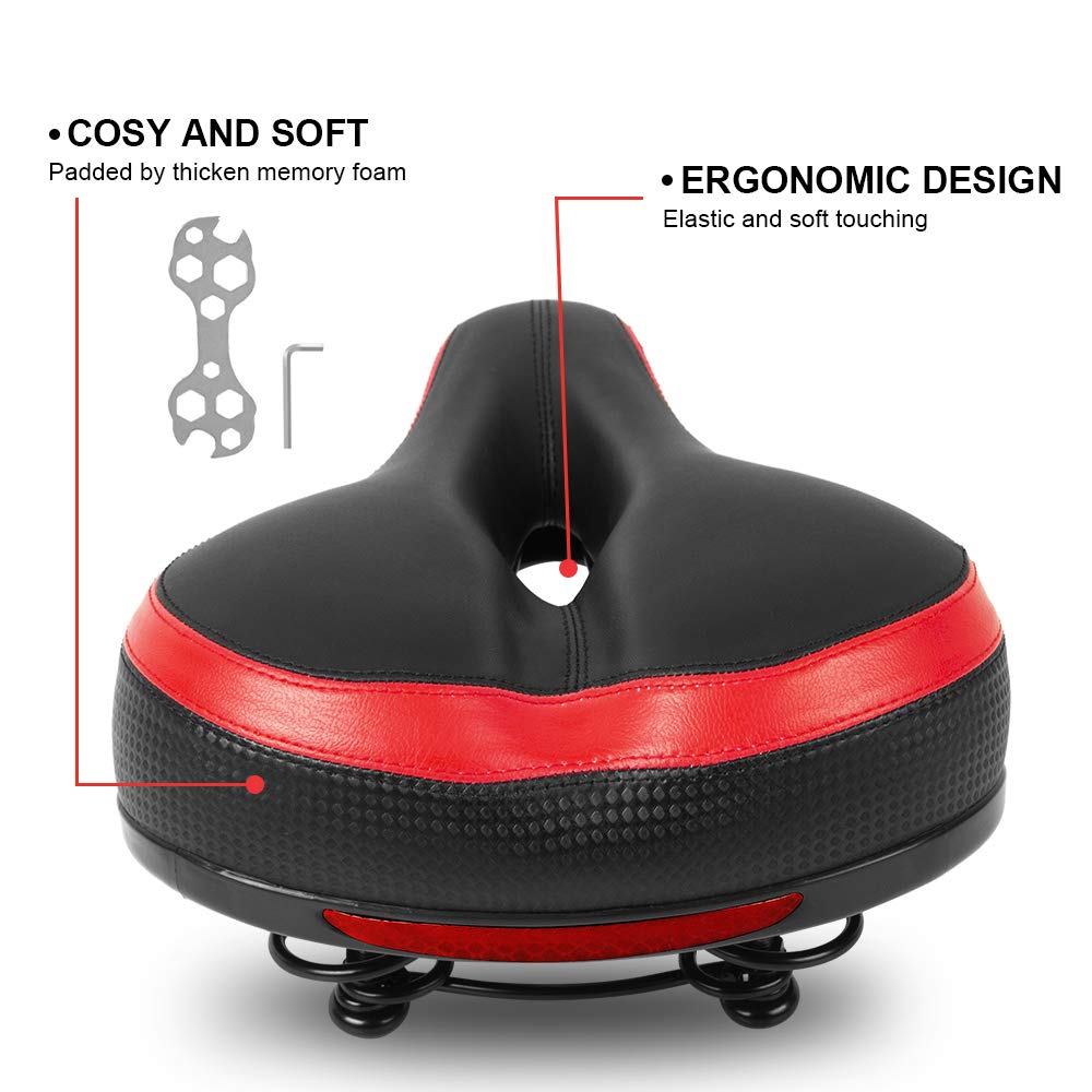 Toplimit Comfort Bike Seat,High Density Memory Foam Bicycle Saddle for Men Women, Hollow Design,Universal Fit Saddle with Tools