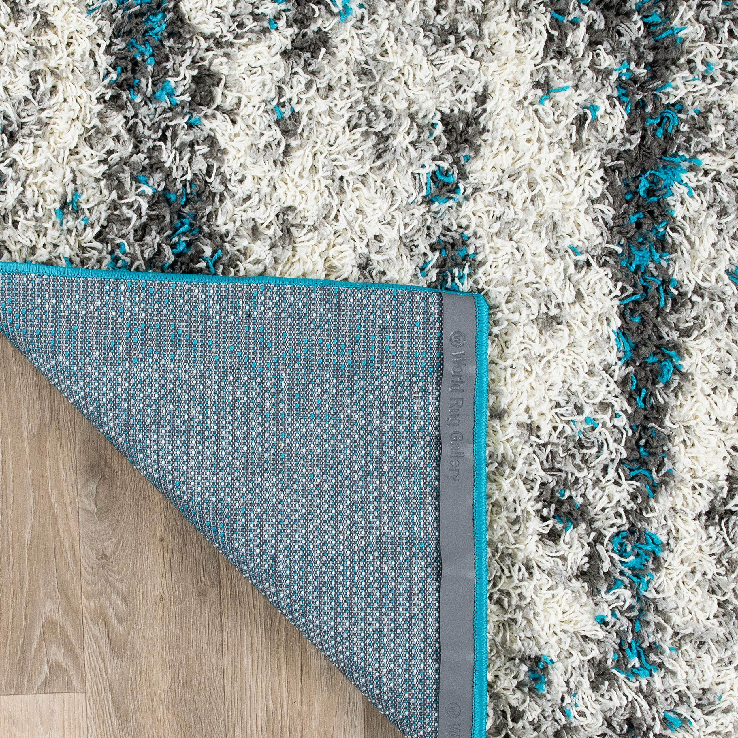 Rugshop Contemporary Abstract Design Plush Shag Area Rug 7'10" x 10' Turquoise