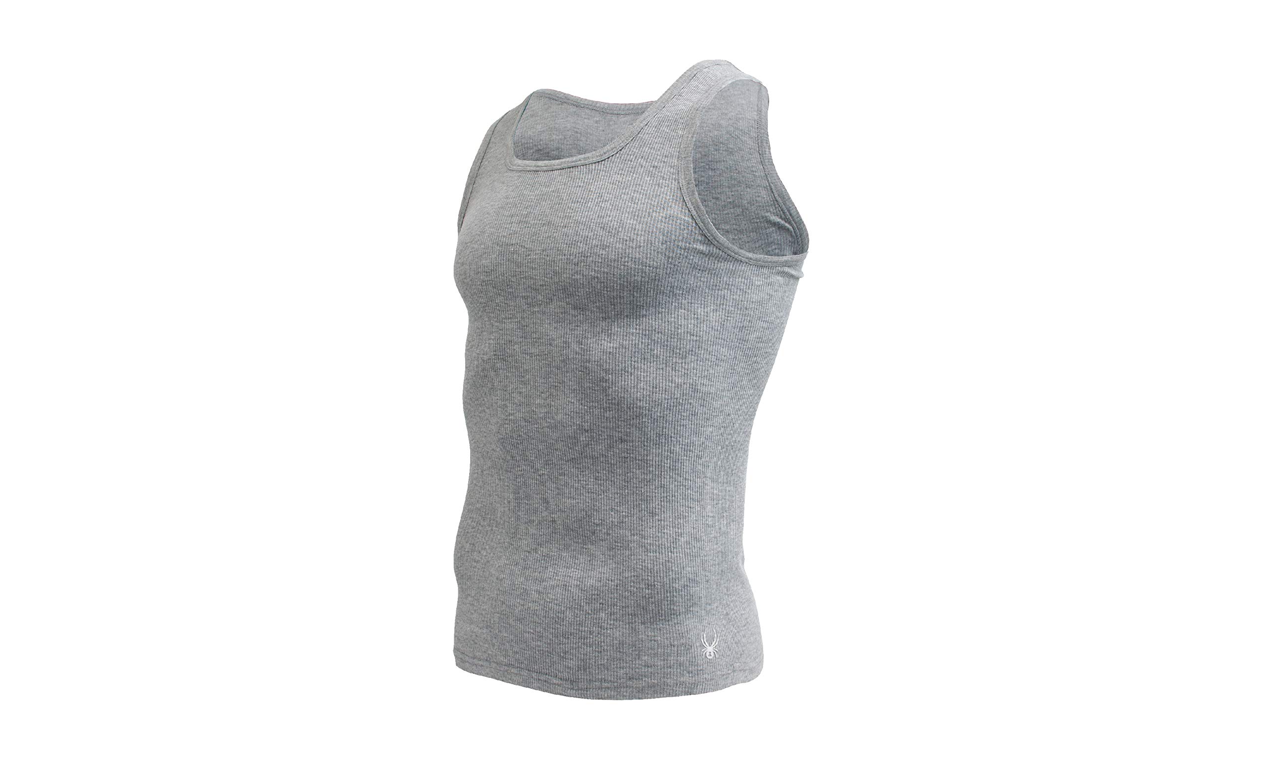 Spyder Mens Pro Cotton Pro Stretch Tank Tops A Shirts (White/Grey/Black/Charcoal, Large)