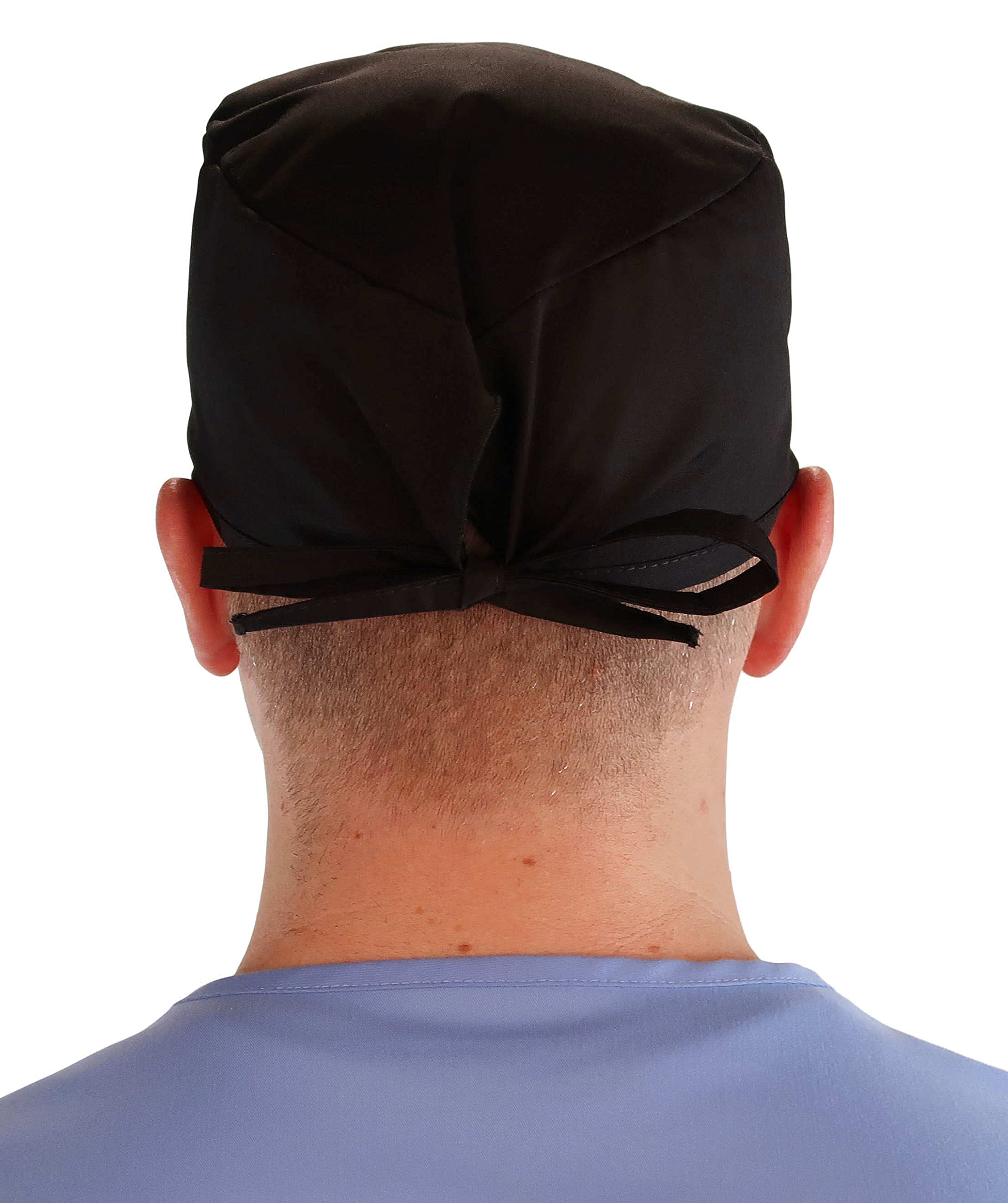 Sparkling EARTH Solid Black Unisex Classic Surgical Style Scrub Working Cap - 100% Cotton - Made in The USA!