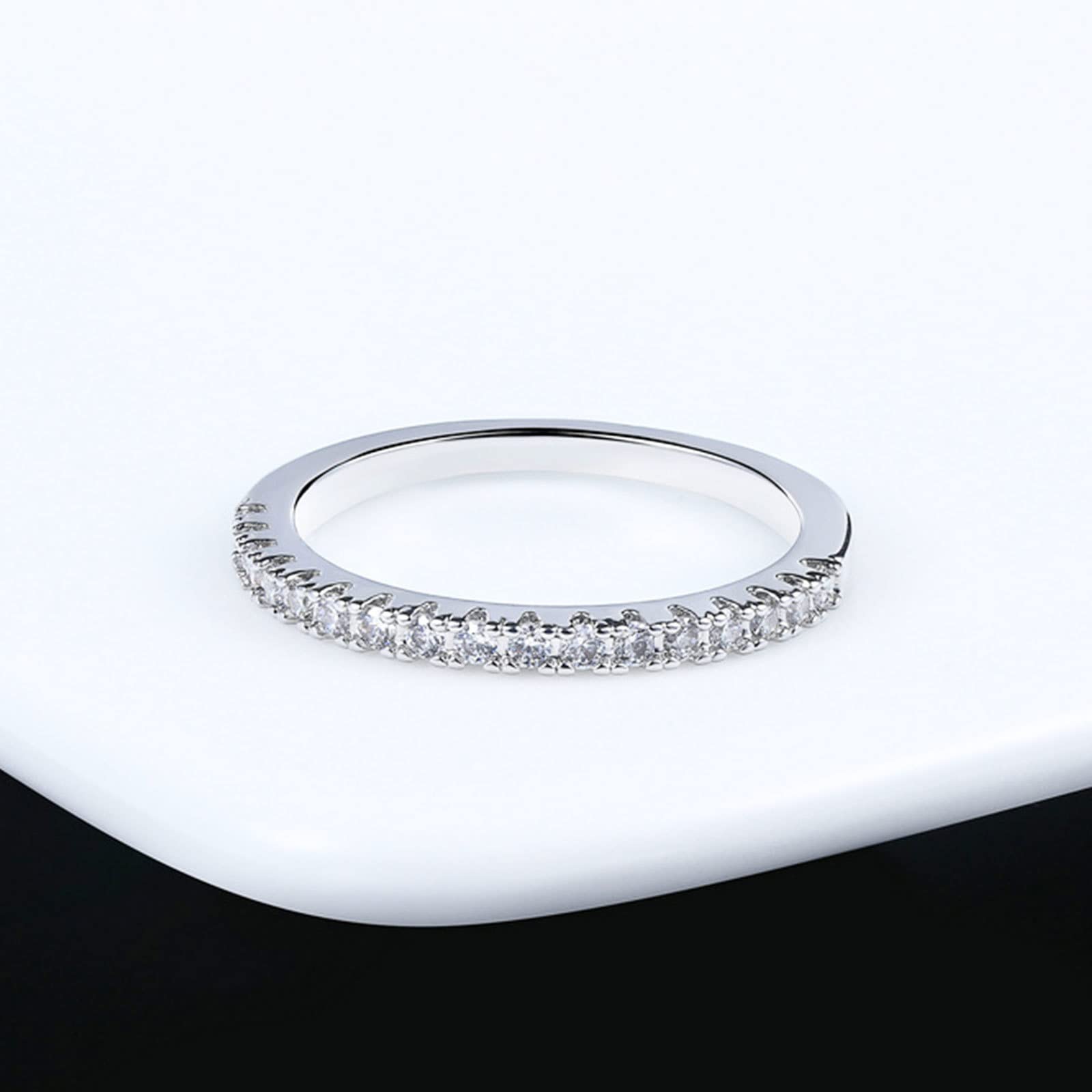 ZENBOTUNG Stackable Wedding Band for Women 925 Sterling Silver AAAAA Cz Promise Rings Eternity Bands Size 7
