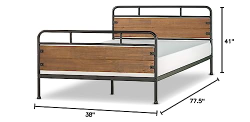 ZINUS Eli Metal and Wood Platform Bed Frame with Footboard / No Box Spring Needed / Steel Slat Support / Easy Assembly, Twin