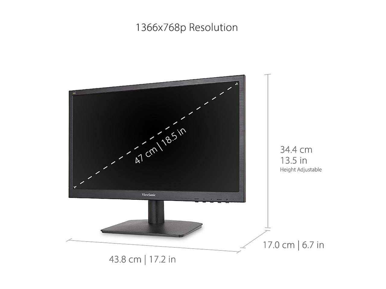 ViewSonic VA1903H 19-Inch WXGA 1366x768p 16:9 Widescreen Monitor with Enhanced View Comfort, Custom ViewModes and HDMI for Home and Office,Black