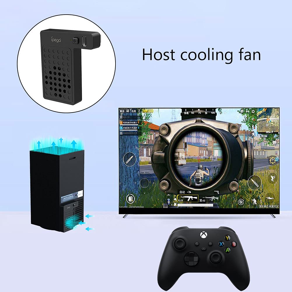 Xbox Series X Console Cooling Fan, Megadream USB Powered Cooling Fan Cooler Standing Mount with External USB Hub Port, On/Off Switch, Only Compatible with Xbox Series X Console