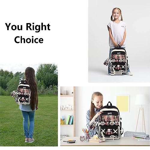 ZAKOVI Kawaii Backpack with 4 Anime Pins Accessories 1 Luggage Tag, Cute Bookbag Aesthetic Backpack