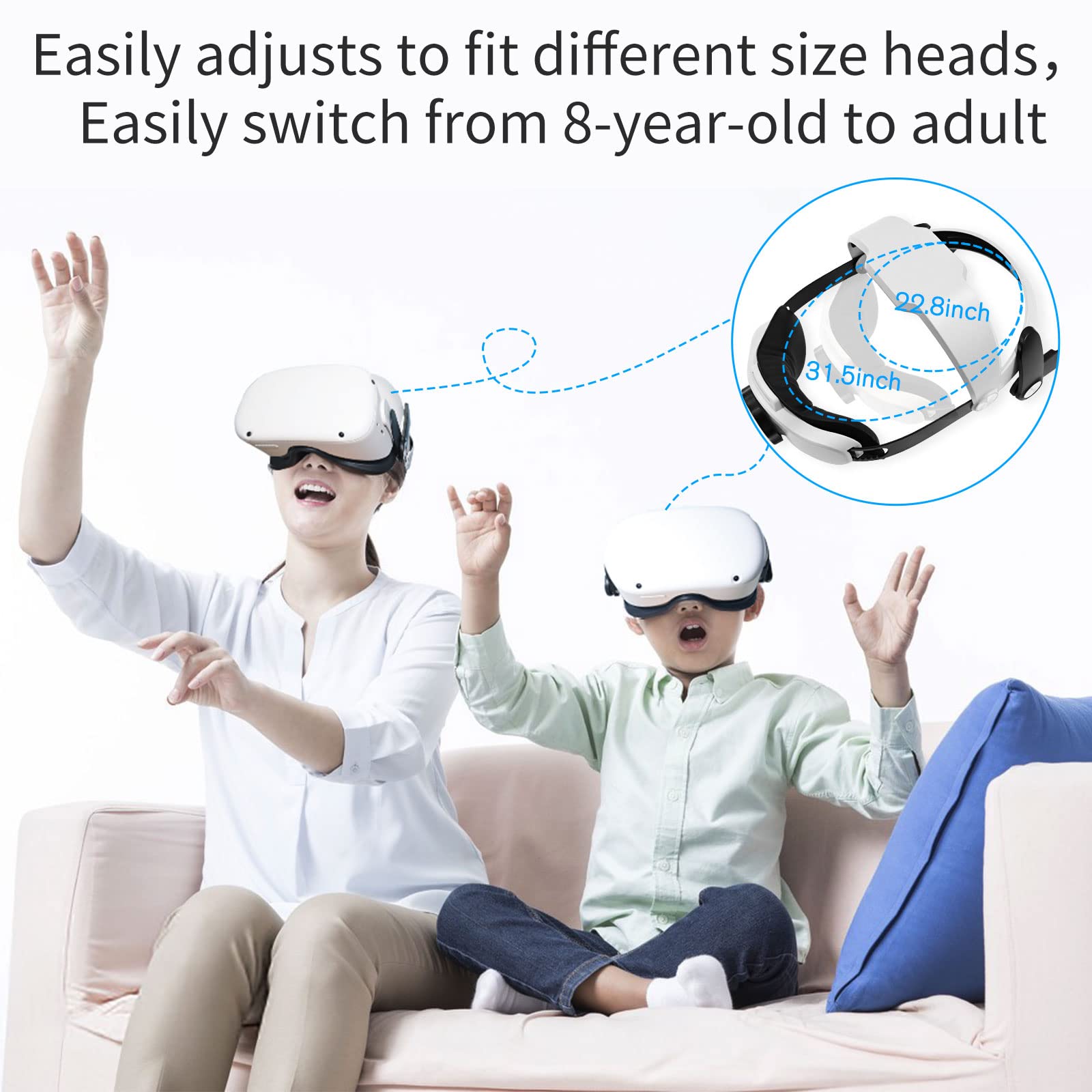Tanedar Head Strap for Oculus/Meta Quest 2 Accessories, Elite Strap with Battery Holder, Unique Helmet Design with 3 Soft Cushion, All-Day Comfort in VR, Adjustable Head Strap for Children/Adults