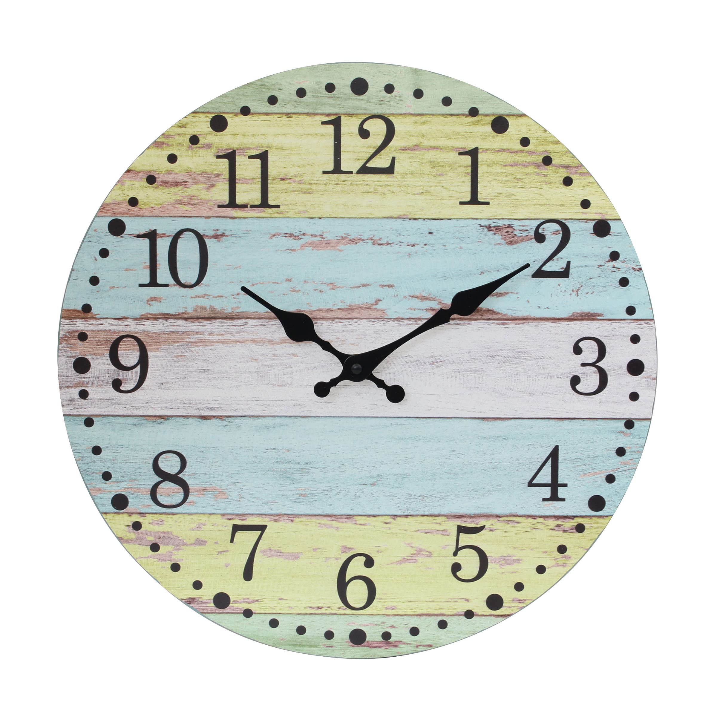 Stonebriar Vintage Farmhouse 14 Inch Round Battery Operated Hanging Wall Clock