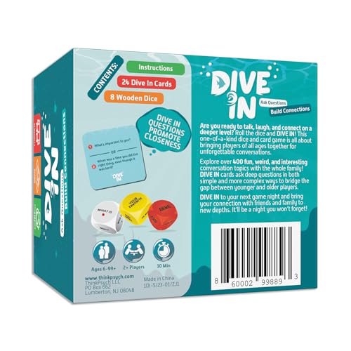 ThinkPsych 400+ Family Conversation Starters Dice & Card Game - Conversation Cards for Ages 6-99 - Best Family Games for Kids and Adults