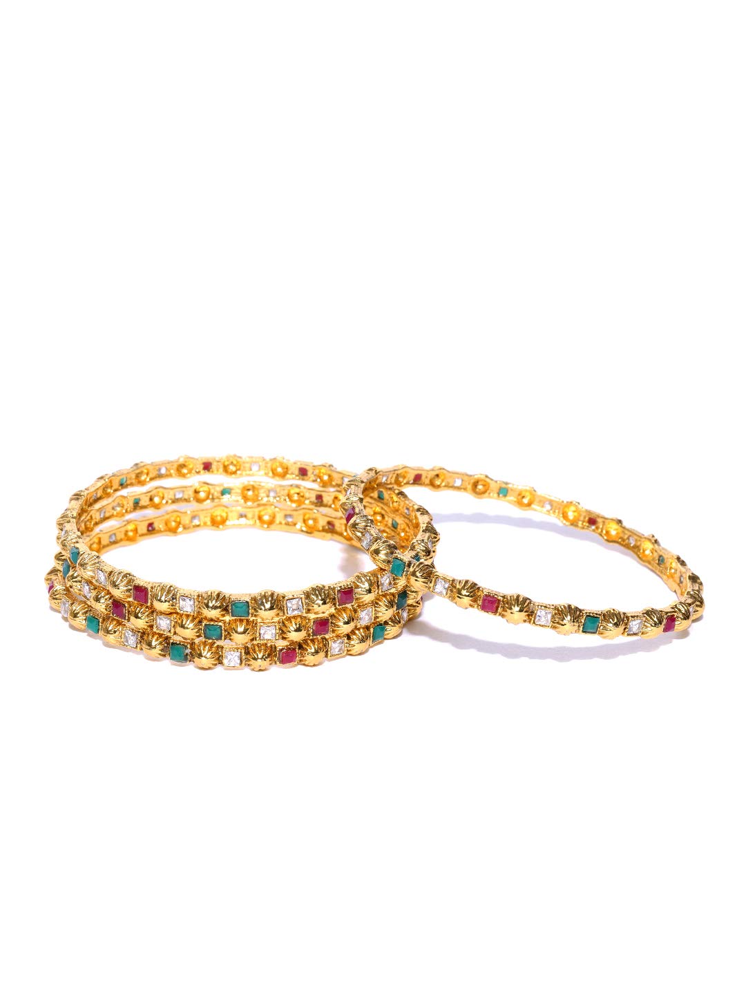 Vishal-Vatika Indian Traditional Style Gold Plated Bangle Bracelets 4Pcs Set (2.6)
