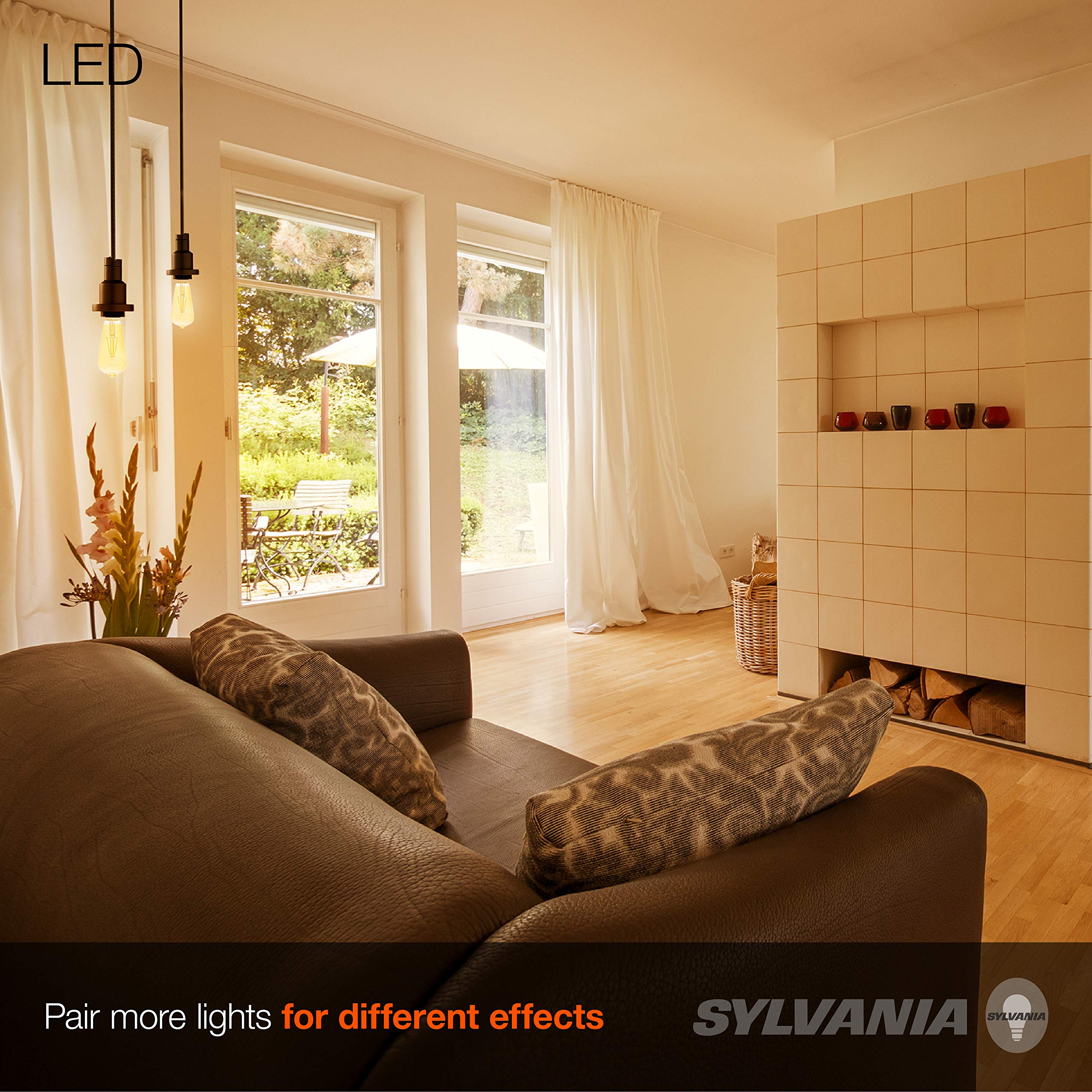 SYLVANIA LED Vintage ST19 60W Equivalent, Efficient 7 W, E26 Medium Base, Dimmable 2175K Amber Glow Light Bulb, 1 pack