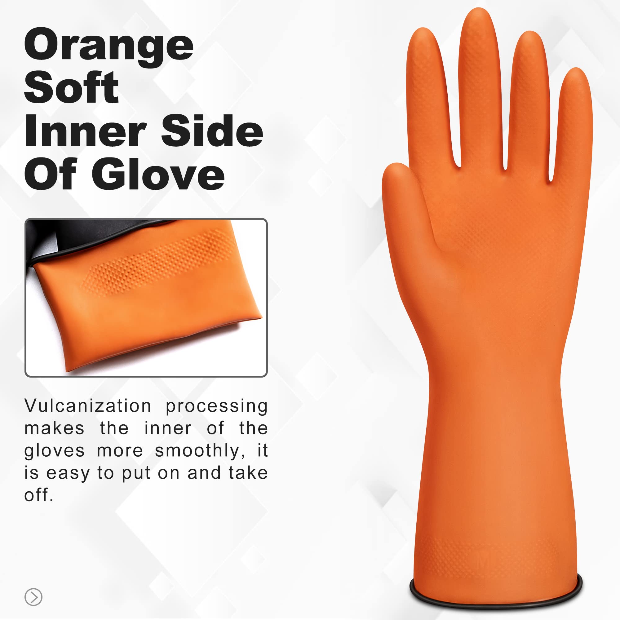 ThxToms Dishwashing Gloves, 3 Pairs Reusable Latex Cleaning Gloves for Housework, Kitchen, Bathroom, Extra Large, Black