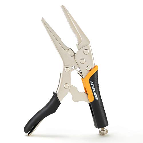 STEELHEAD 3-Piece Locking Pliers Set, 10-inch Curved Jaw, 7-Inch Curved Jaw & 6-1/2β Long Nose Straight Jaw, Integrated Wire Cutter, USA-Based Support