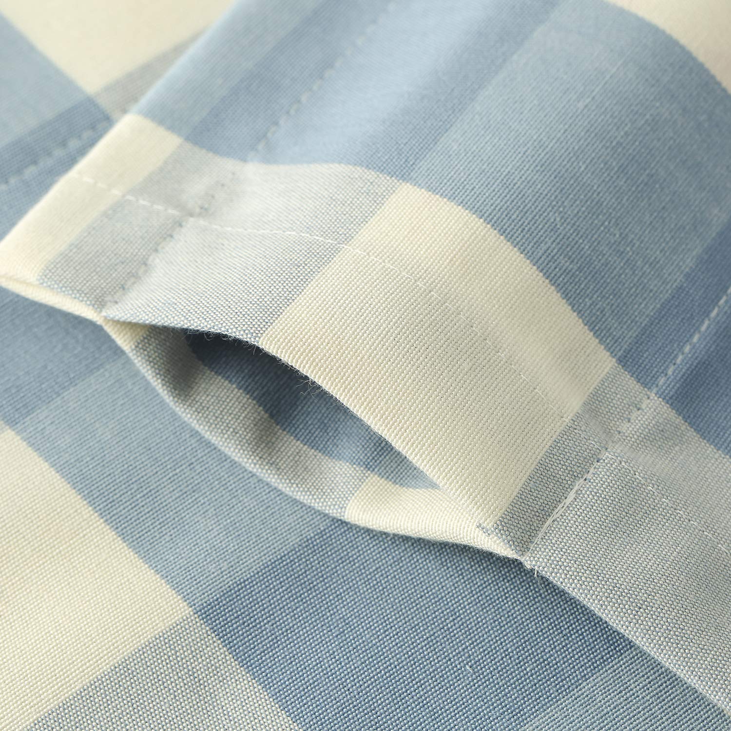 VOGOL Buffalo Check Valance for Windows, Blue and White Kitchen Garden Farmhouse Valance 18 Inch Long Rod Pocket Valance for Small Windows, One Panel