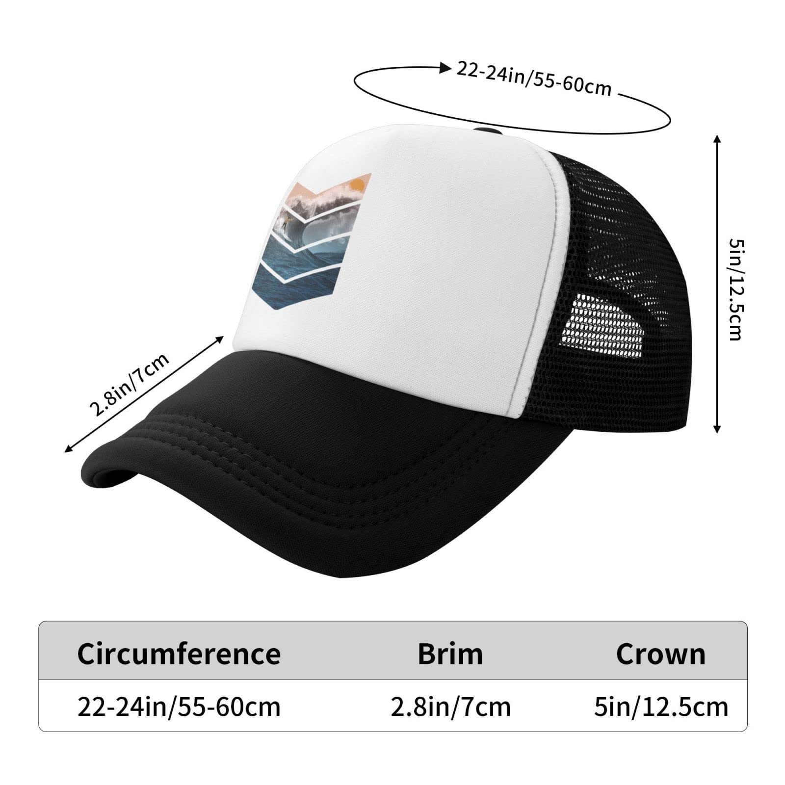 Waldeal Mens Sunrise Surfer Trucker Cap Adjustable Mesh Snapback Baseball Hat for Dad Black