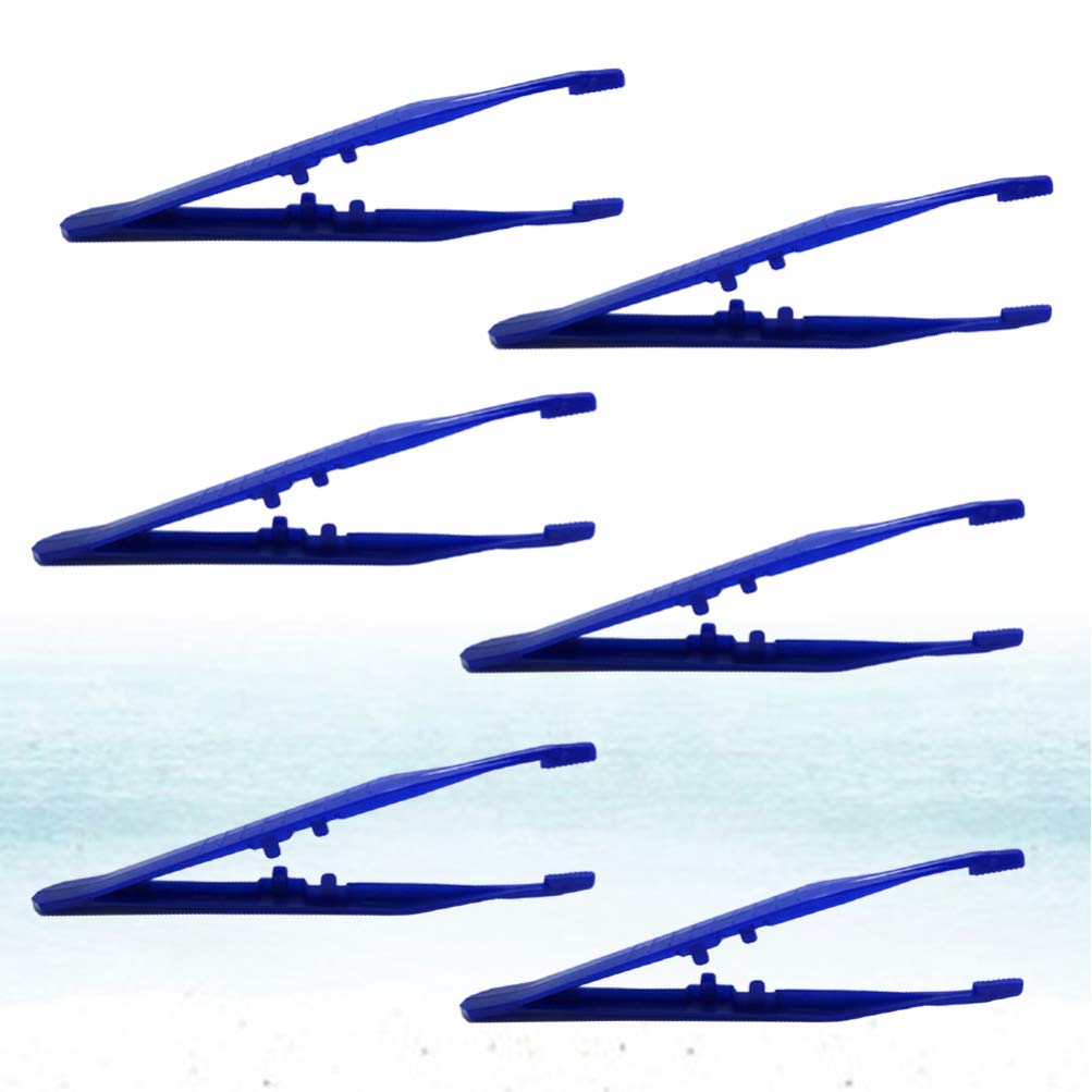 SUPVOX 100pcs Plastic Tweezers Disposable Forceps for DIY Craft Medical Beads Tweezers (Blue)