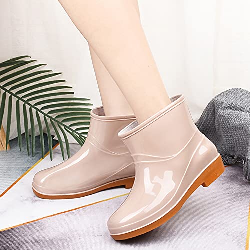 Xudanell Mujer Booties Waterproof Ankle Rain Boots Rainy Non-Slip Rubber Botas para Mujer Casual Winter Botas De Mujer Khaki