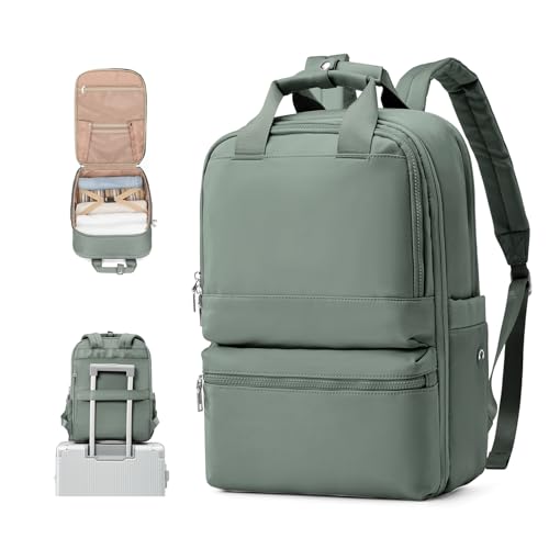 suratio Travel Laptop Backpack for Women Teacher Work Backpack Carry On Bags for Airplane Waterproof Backpack With Laptop Compartment Backpack for Traveling On Airplane Travel Essential Army Green
