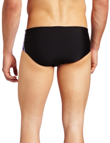 Speedo Men's Endurance+ Mercury Splice Brief Swimsuit, Black/Purple, 30