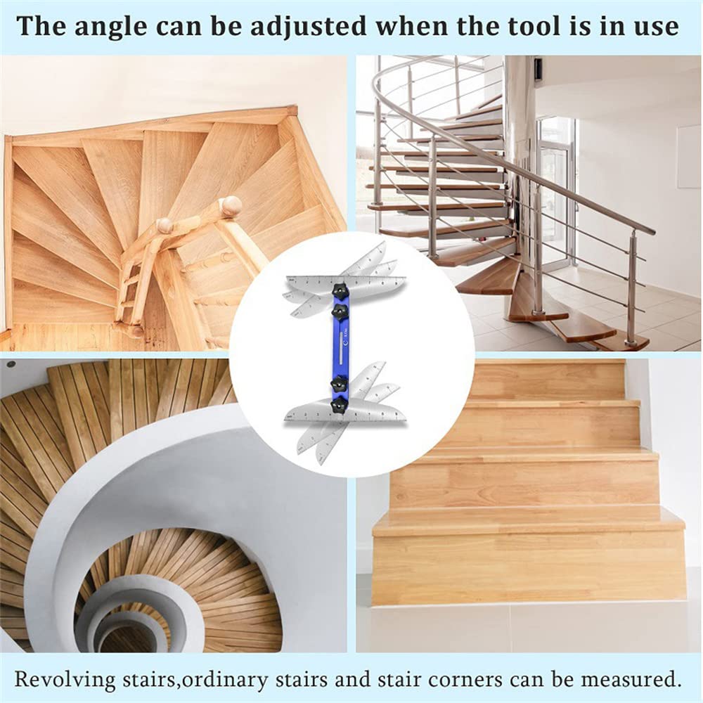 RUNAAJA Stair Tread Template Tool Stair Tread Gauge Stair Tread Jig Stair Gauge Treads Step Riser Kit Spiral Staircase Kit for Stair Stringer Risers Layout