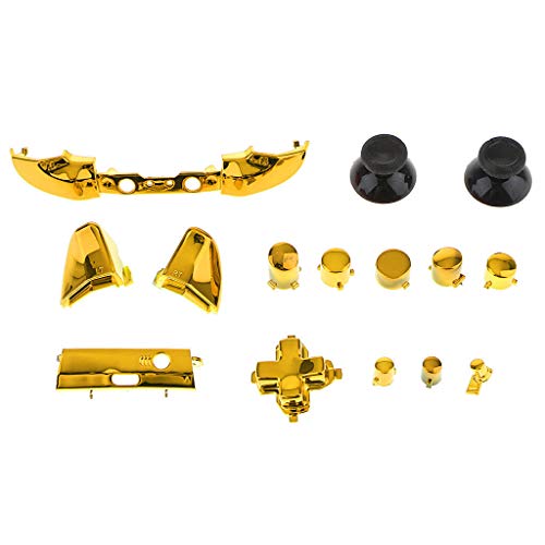 Vivi Audio Chrome RB LB Bumper RT LT Trigger Buttons Mod Kit Compatible Fit Xbox One S Slim Controller Analog Stick Dpad Color Gold