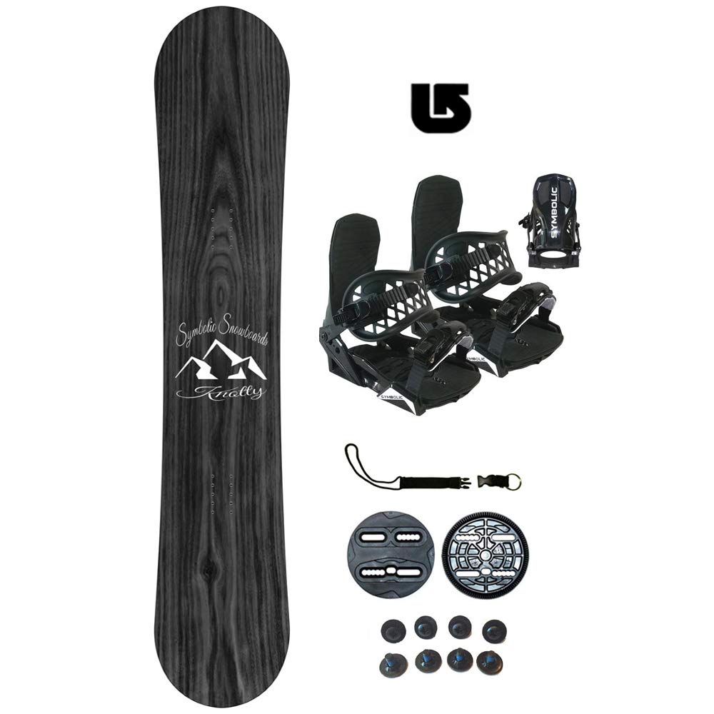 Symbolic Knotty-2 Kids Snowboard & Bindings & Leash & Burton decal Package (Bindings Black XS (fits 1-6 Kids), 120cm Snowboard Knotty)