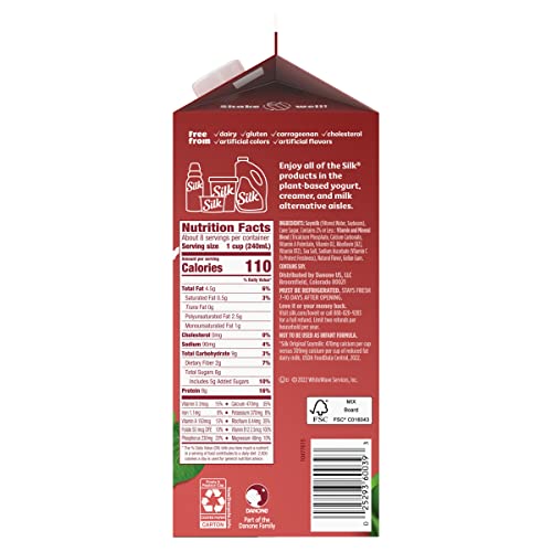 Silk Soymilk, Original, Dairy-Free, Vegan, Non-GMO Project Verified, Half Gallon, 64 Fl Oz