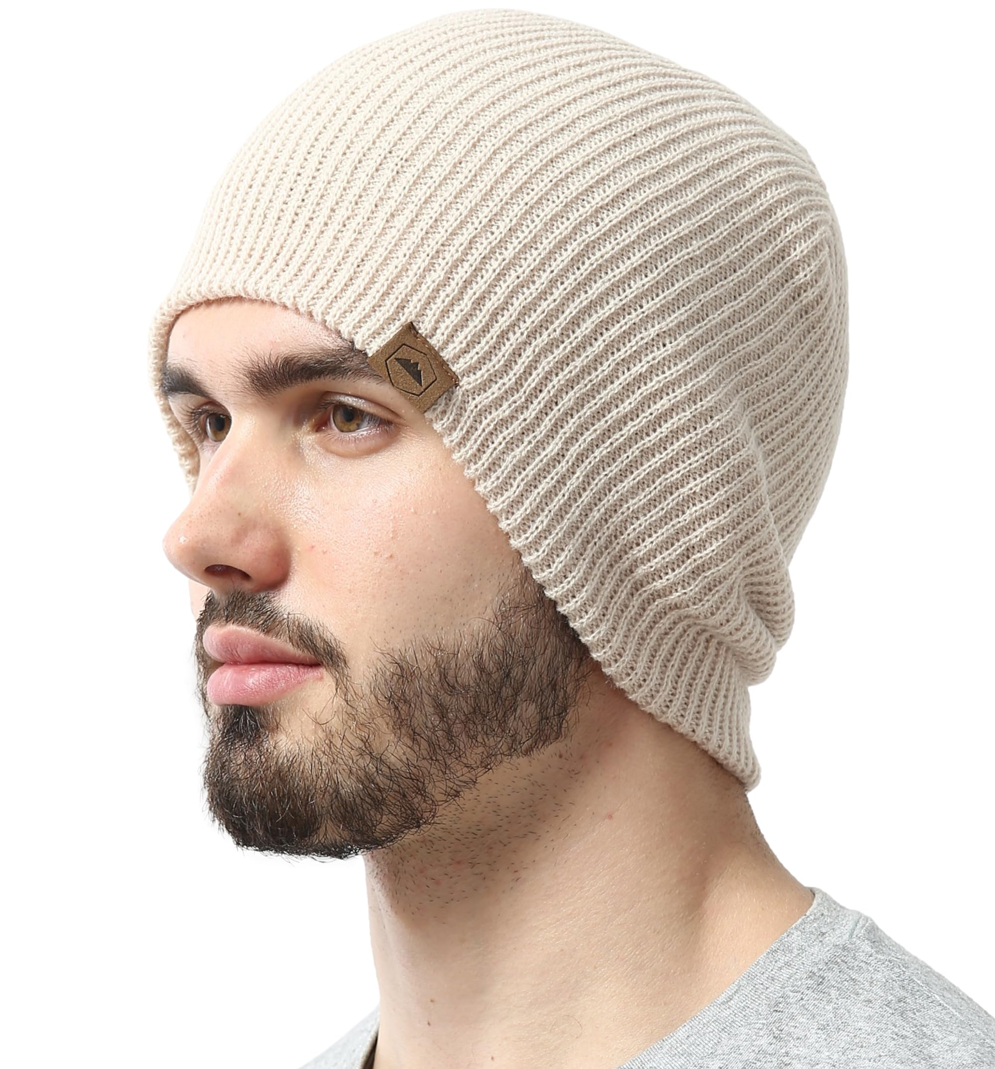 Tough Headwear Beanies for Men & Women - Knit Beanie, Warm & Soft Ribbed Beanie, Daily Knit Hat, Women & Mens Toboggan Hat for Cold Weather Beige