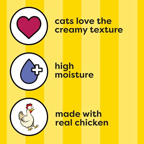 Temptations Creamy Puree with Salmon Lickable, Squeezable Cat Treats, 0.42oz Pouches, 4 Count (Pack of 11)
