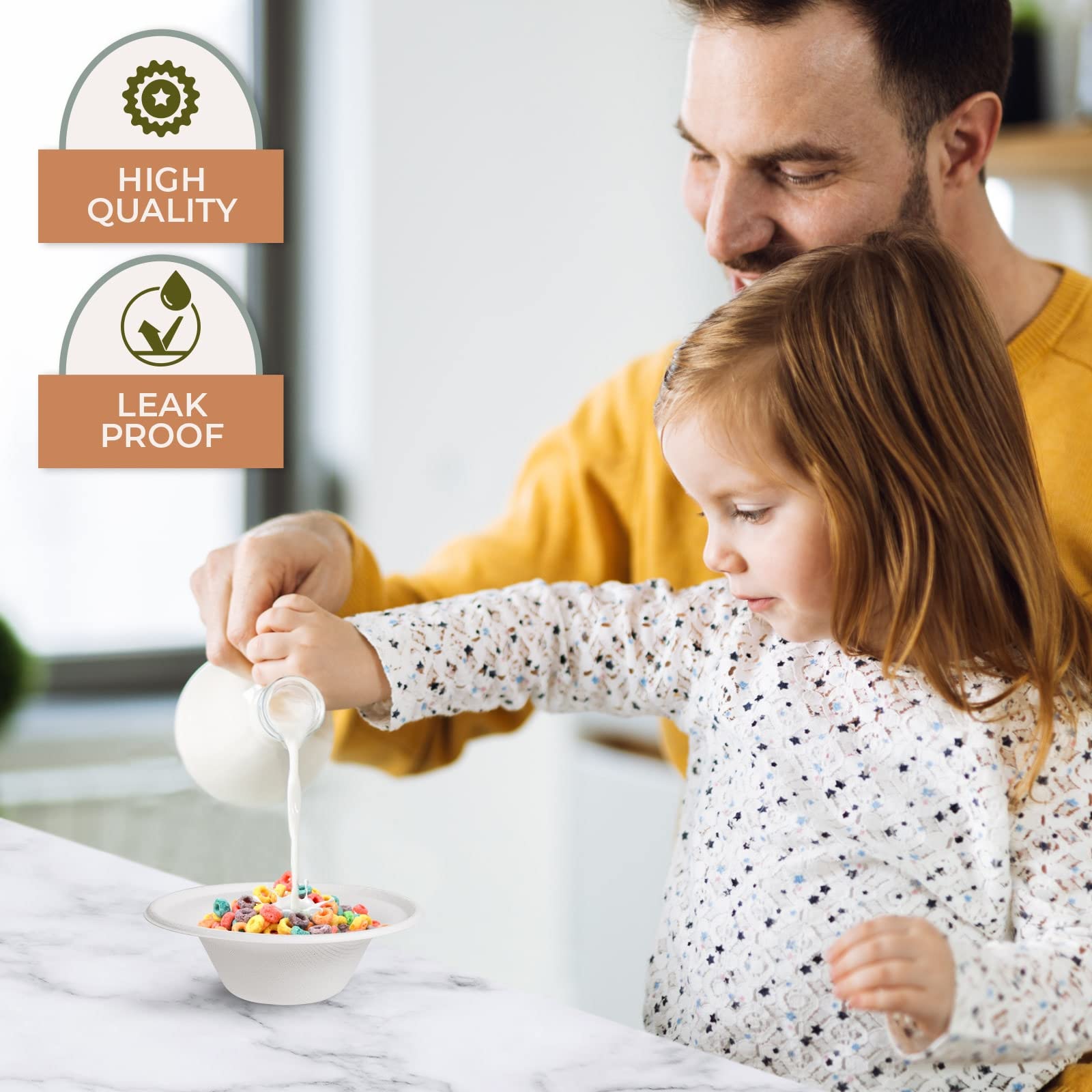 Upper Midland Products Biodegradable Small Paper Bowls 8 Oz 125 Pack