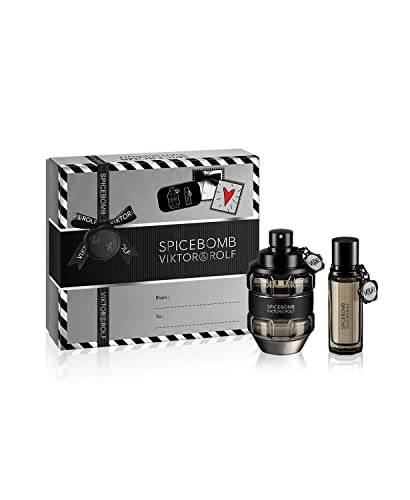 Viktor & Rolf Spicebomb for Men Hard Box 2 Piece Set (3.0 Ounce Eau de Toilette Spray + 0.68 Ounce Eau de Toilette Spray) (T589253)