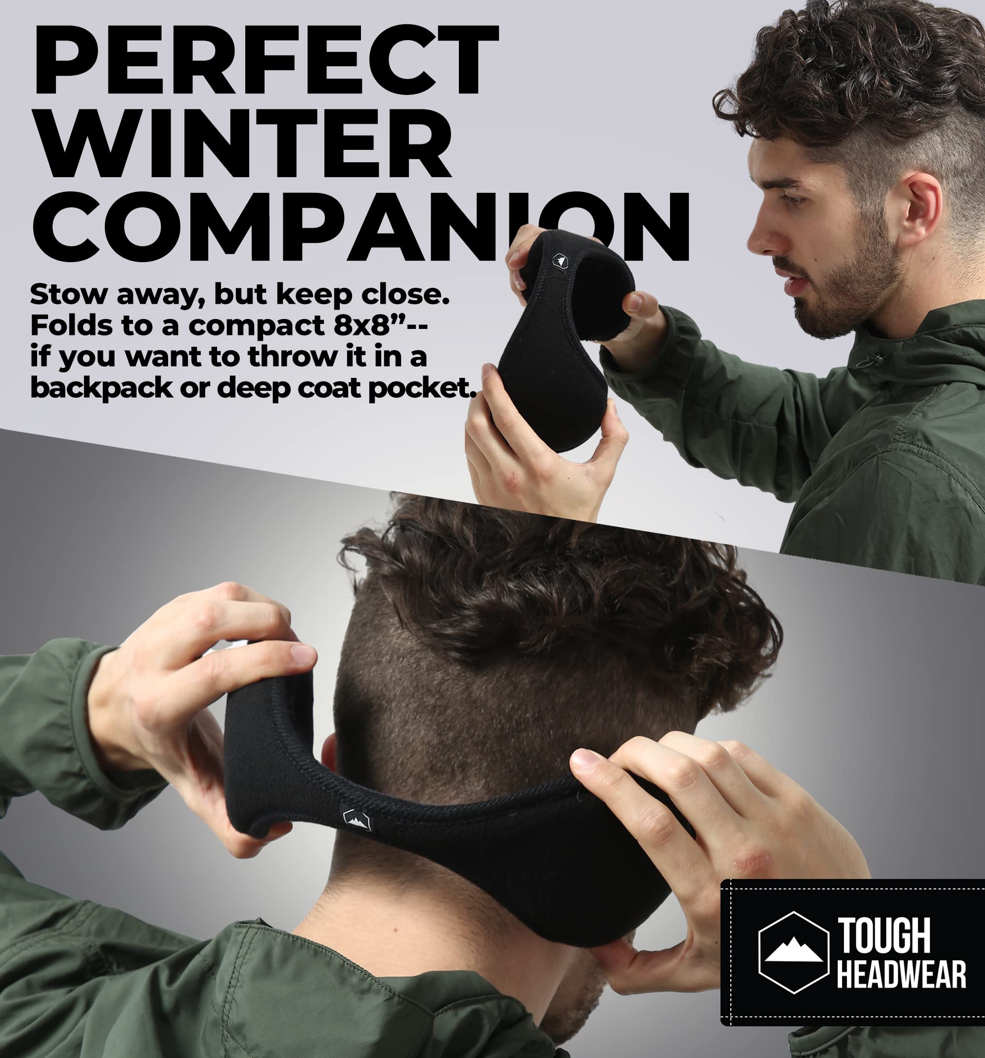 Tough Headwear Ear Muffs - Earmuffs for Men & Women - Fleece Ear Warmers & Behind the Head Ear Muffs