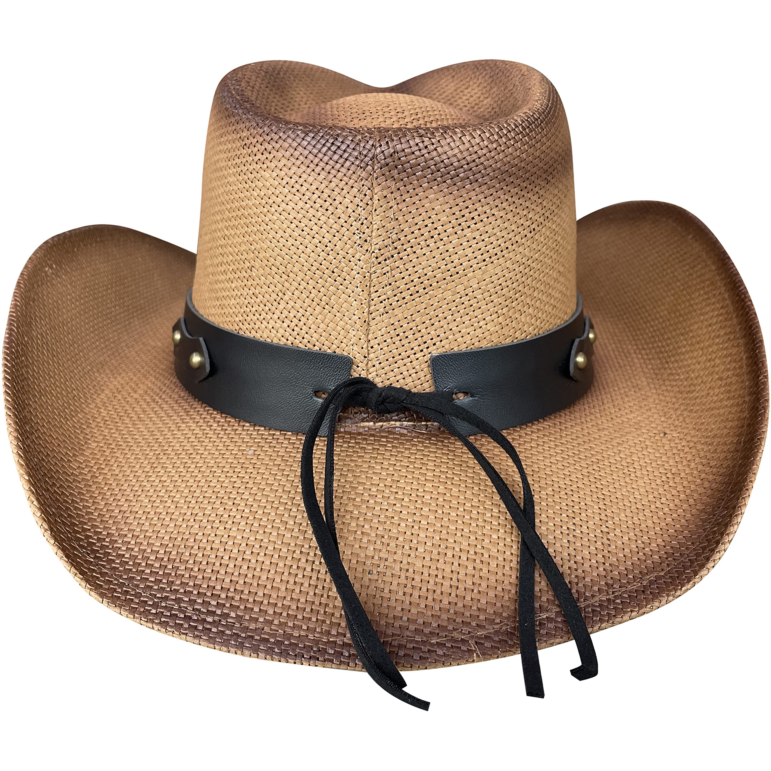 Western Outback Cowboy Hat Men's Women's Style Straw Felt Canvas (Brown Bull)