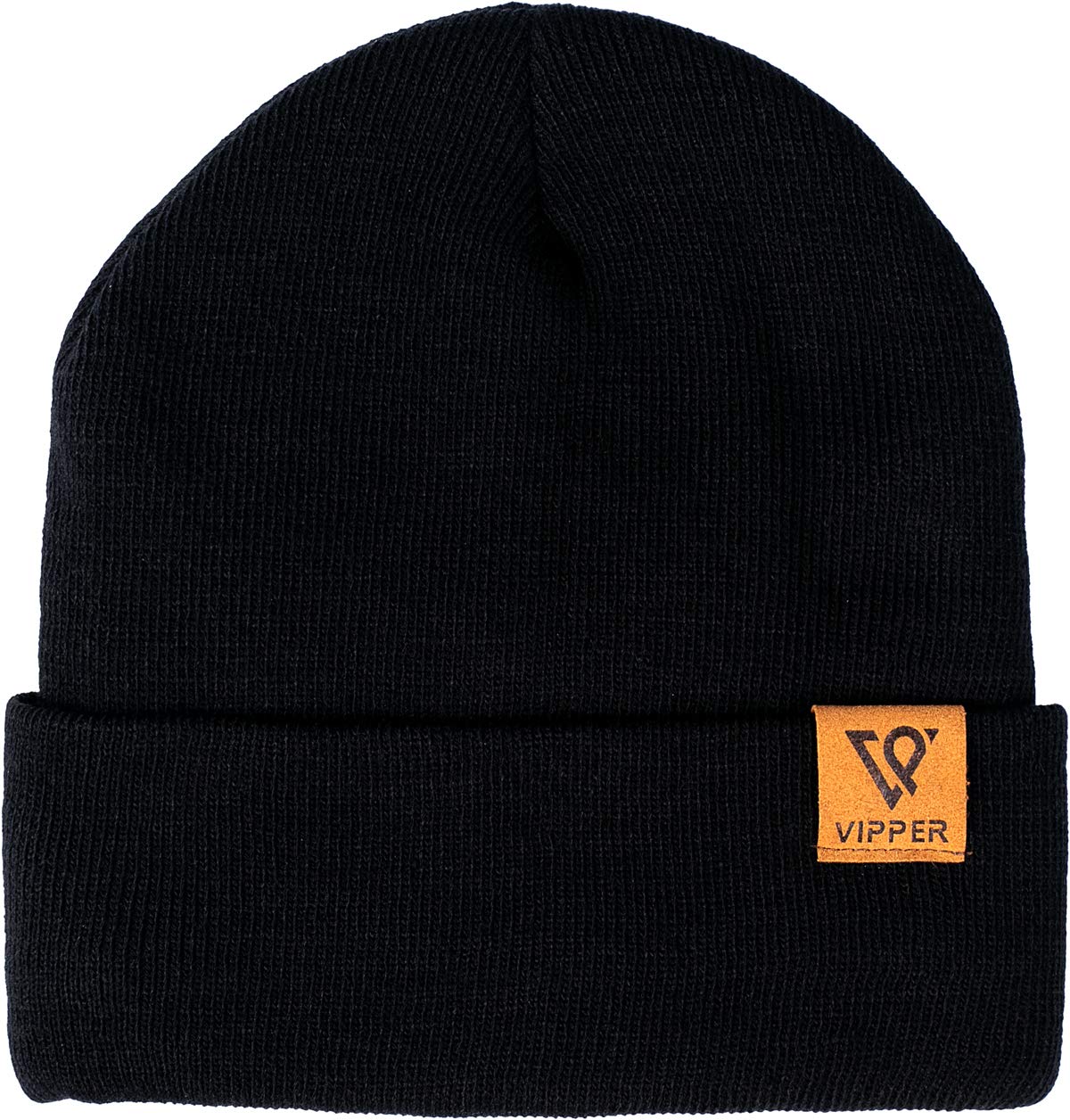 VIPPER Lined Men Beanie Knit Skull Cap Warm Soft Stocking Hat Guys Women Winter Cuff Cuffed Acrylic Beanie Hats Black