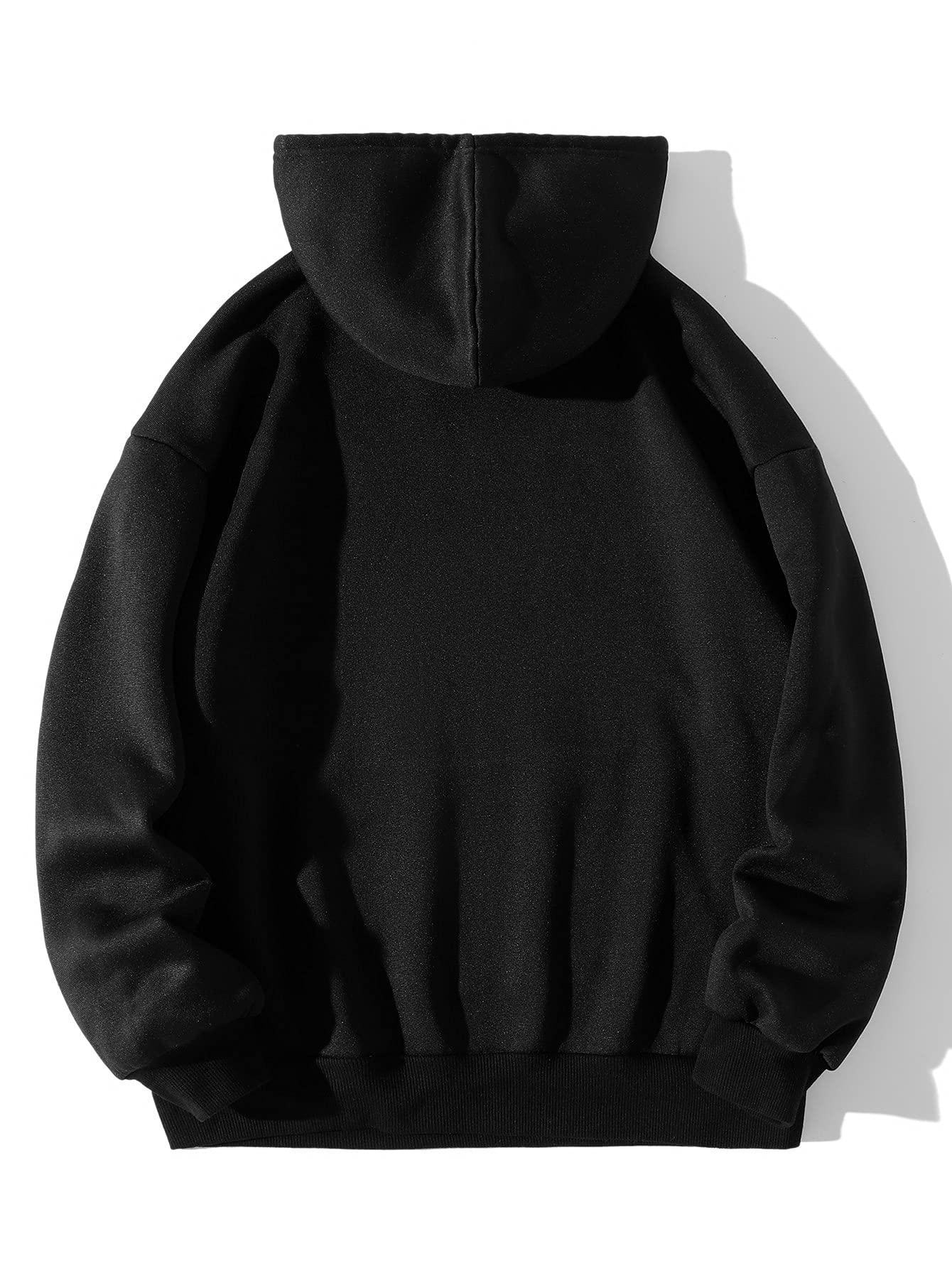 WDIRARA Women's Letter Graphic Print Pocket Drawstring Hoodie Sweatshirts Tops Black XL