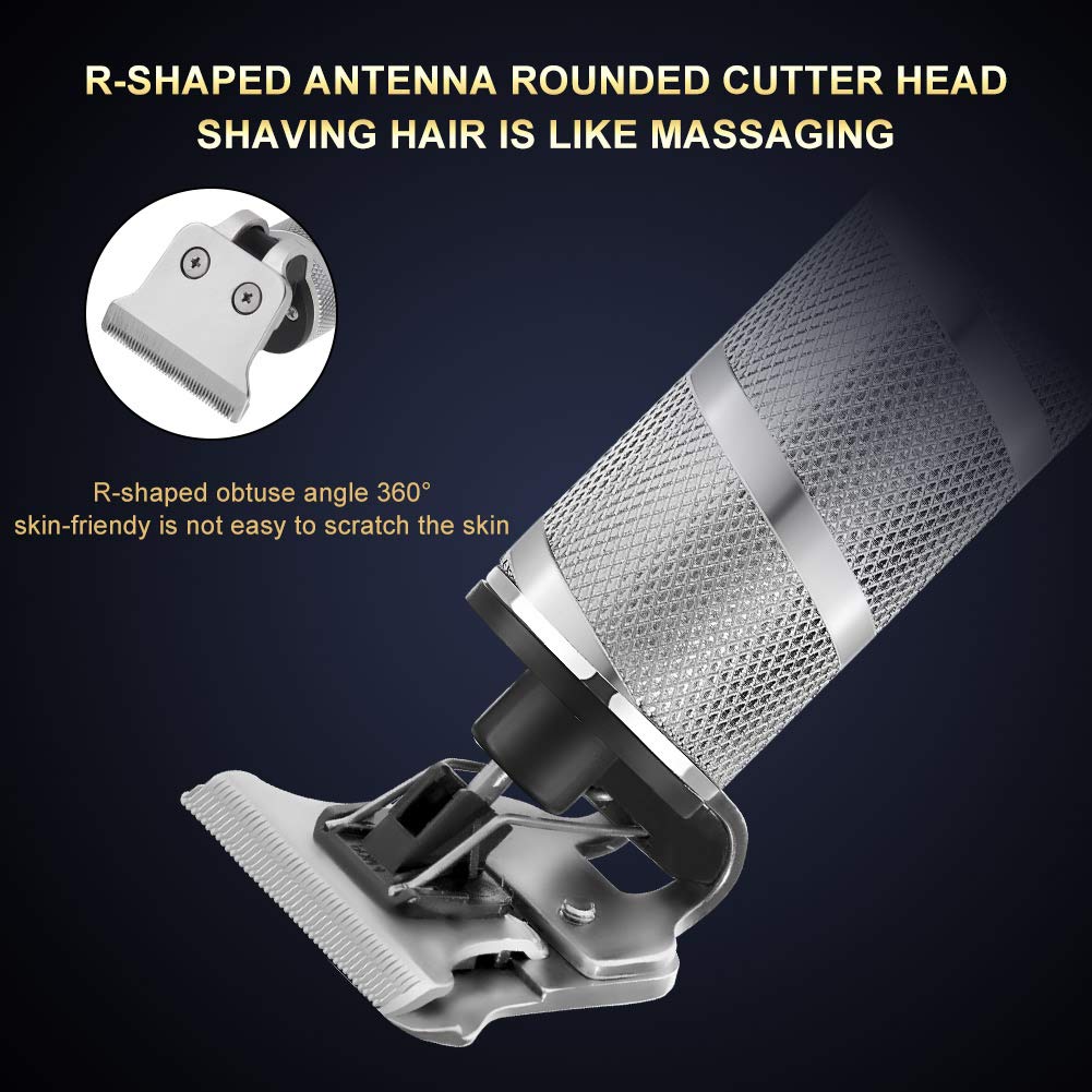 SURKER Electric Pro Li Clippers Barber Accessories Grooming Waterproof Rechargeable Cordless Close Cutting T-Blade Trimmer Hair Clippers for Men(Silver)