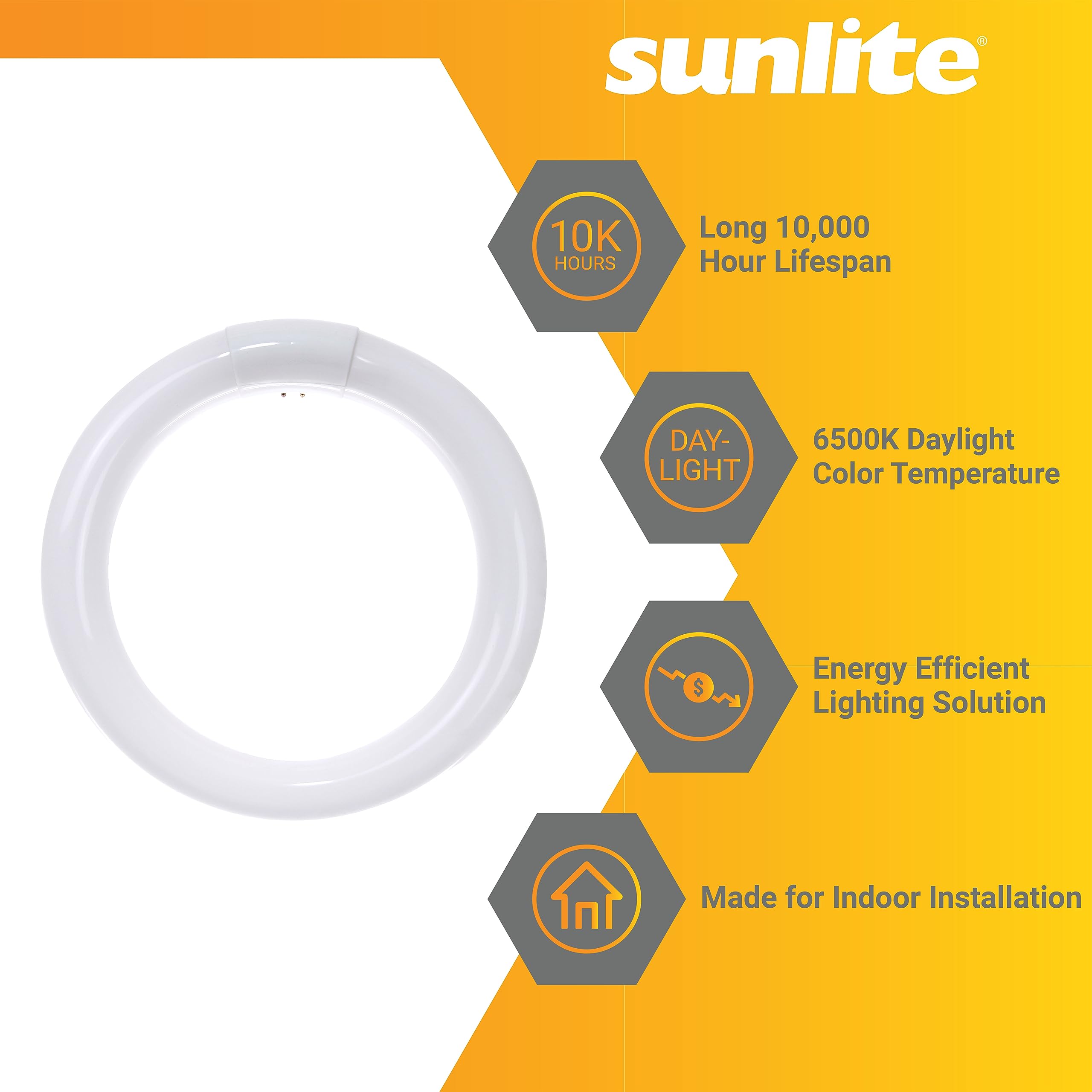 Sunlite 41314 FC8T9/DL 8-Inch T9 Round Fluorescent Circline Lamp, 22 Watts, 1050 Lumens, 6500K Daylight, G10Q 4-Pin Base, 1 Pack
