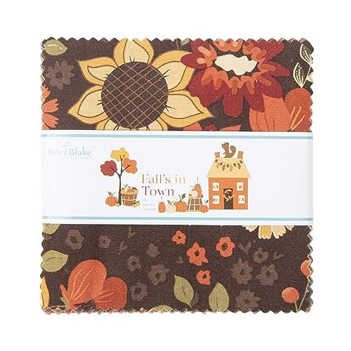 Riley Blake Fall’s in Town Fabric by Sandy Gervais, Premium Quilting Fabric, Perfect for Quilting, Crafting, Sewing Projects and More… (Fall’S in Town 5” Stacker)