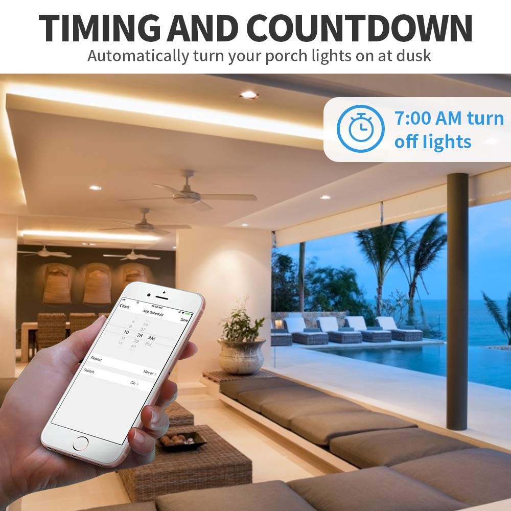 WAKYME Upgraded WiFi Outlet Outdoor Smart Plug Outdoor with 2 Outlets,No Hub Required,Wireless Remote Control Timer, Compatible with Alexa, Google Home and IFTTT (Smart Plug Outdoor)
