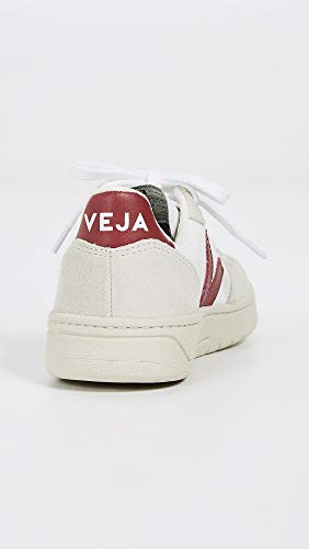 Veja Women's V-10 Lace Up Sneakers, White/Marsala, 5 Medium US