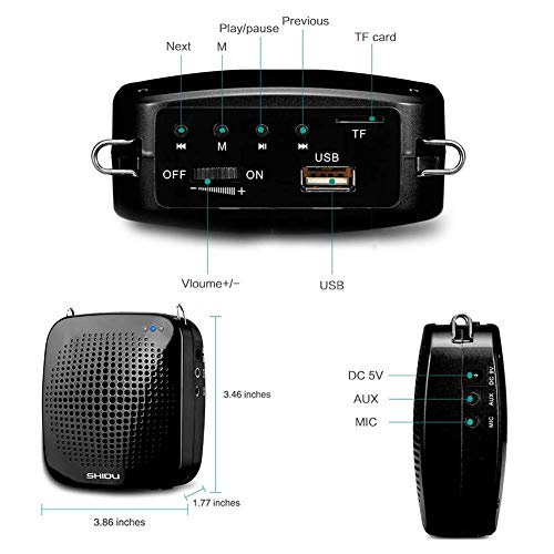 Voice Amplifier with Personal Microphone Headset, 15W Loudly High Fidelity Mini Voice Amplifier, Personal Pa System for Teachers Classroom, Meeting, Tour Guide, Yoga, Presentation, Coaches ect