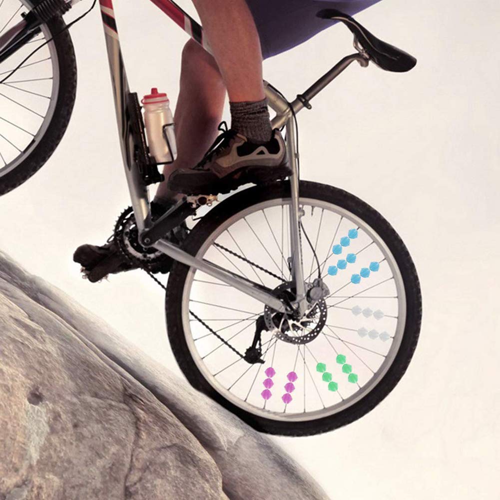 UPSTORE 1Pack(36PCS) Colouful Plastic Bike Wheel Spokes Beads Bicycle Clip Wire Beads Luminous Cute Biking Accessories Spoke Decorations Cool Cycling Gear Gift for Kids