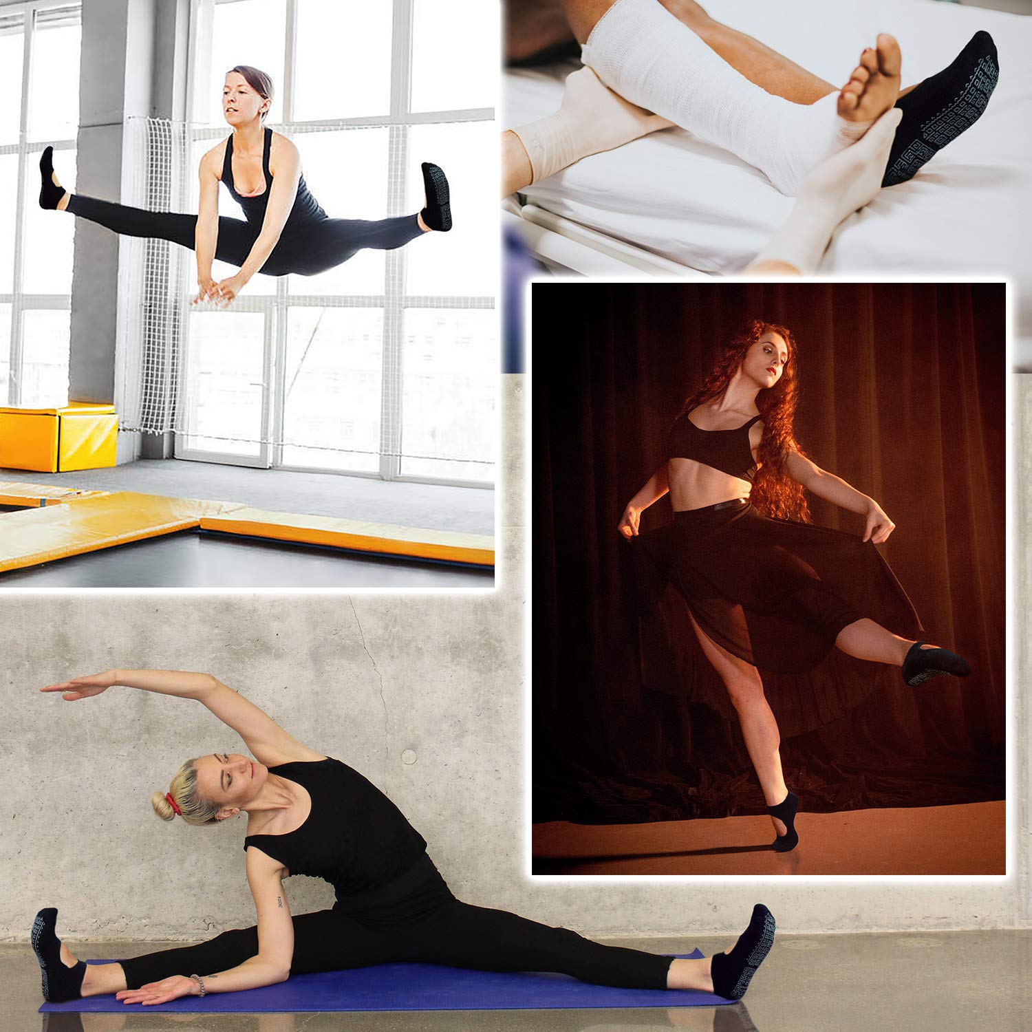 unenow Non Slip Grip Yoga Socks for Women with Cushion for Pilates, Barre, Dance