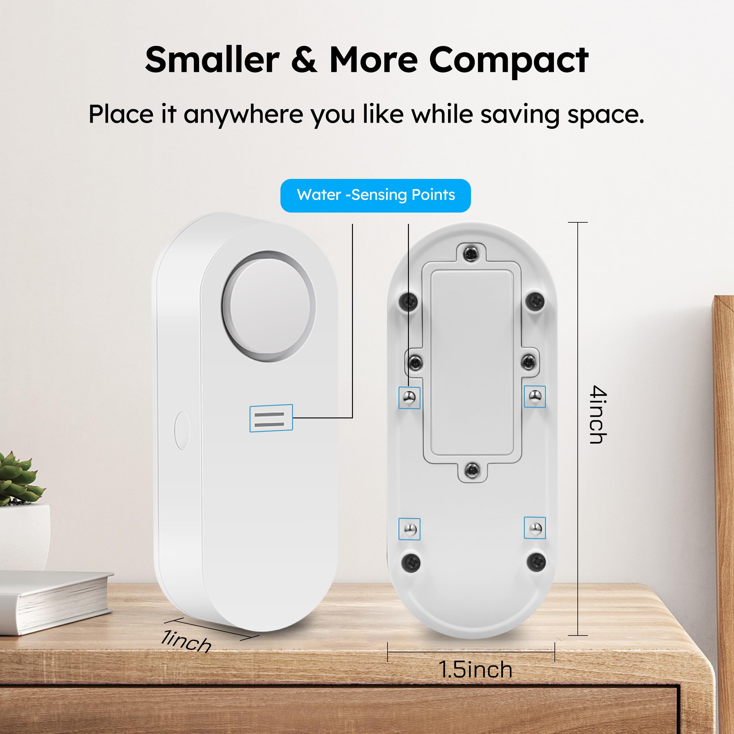 Water Leak Detector, GRSICO WiFi Water Sensor 5 Pack 120dB Adjustable Alarm and App Alerts, Leak and Drip Alert with Gateway Alarm, for Kitchen Bathroom Basement(Not Support 5G WiFi)