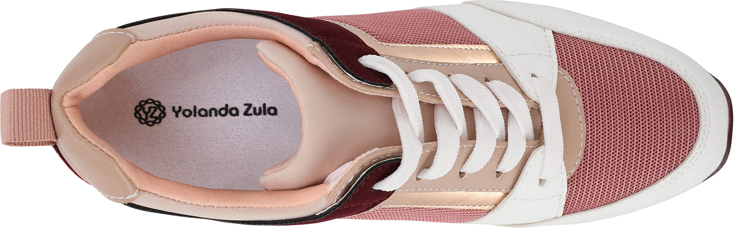 Yolanda Zula Women's Wedge Sneakers High Heel Fashion Lightweight Walking Shoes Pink, 9