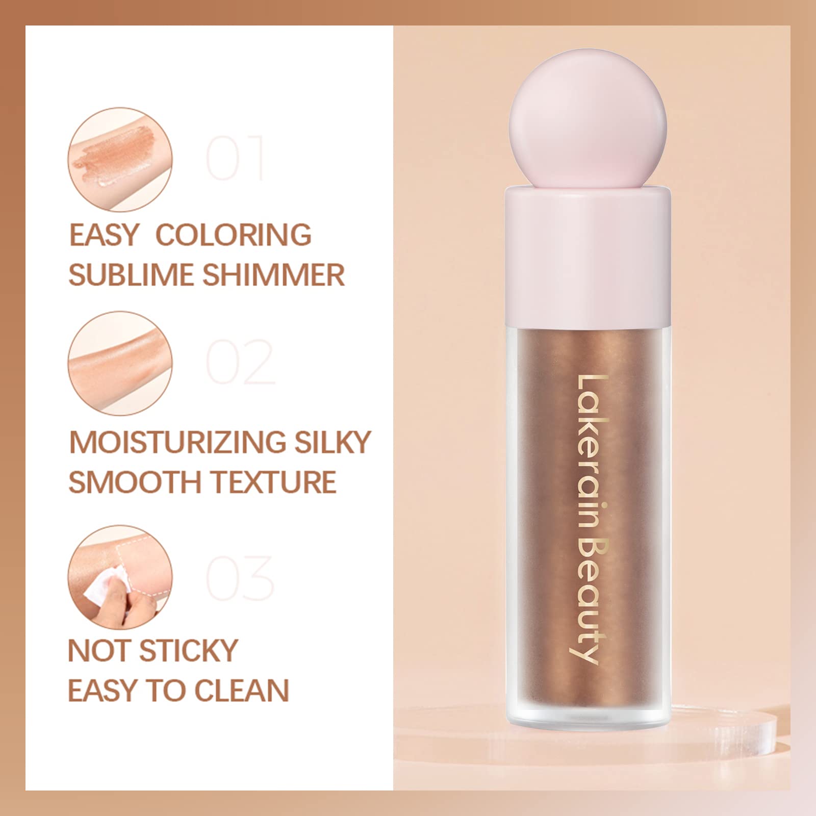 SOYUB Liquid Luminizer Blush Makeup, Liquid Illuminator Face Highlighter, Waterproof Long Lasting, Natural Skin Tint,Moisturizing Face Blush Wand for Cheek, Rose Gold