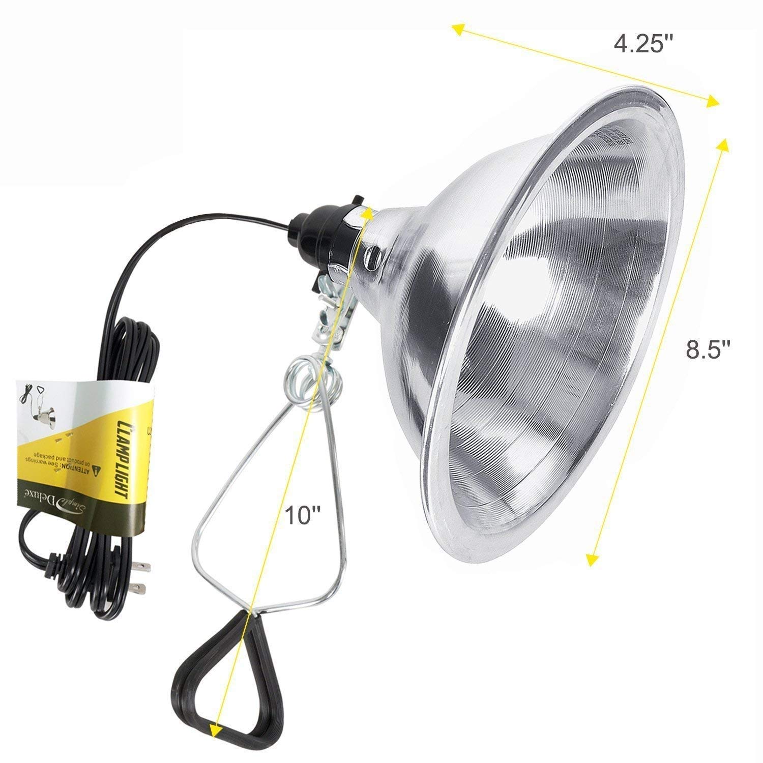 Simple Deluxe Clamp Lamp Light Socket with 8.5 Inch Aluminum Reflector, Suit for Max 150 Watt Lamp (No Bulb Included) with 18/2-Gauge 6 Feet Cord, 4 Pack,Silver