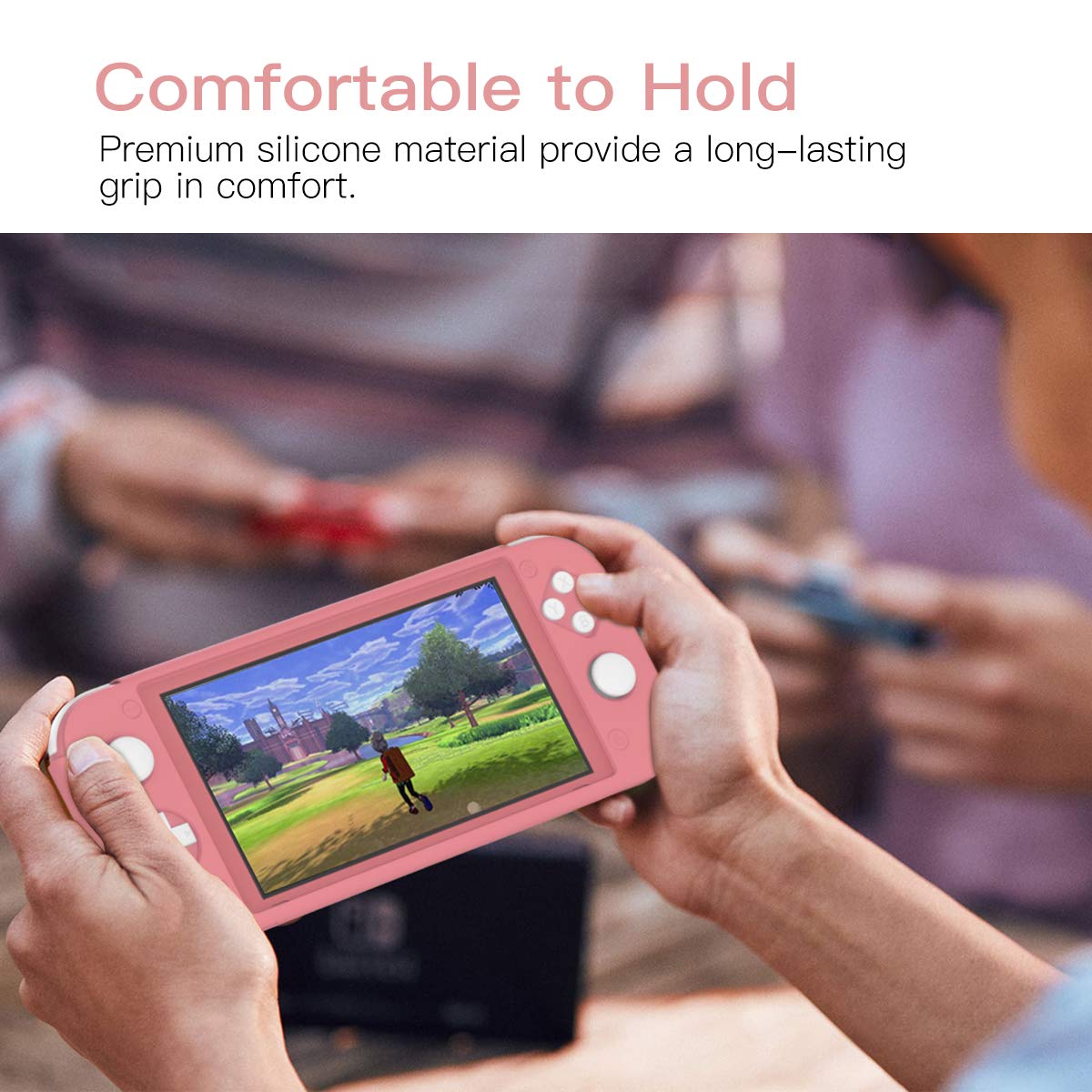 TiMOVO Cover Compatible with Switch Lite - Zacian and Zamazenta Edition Case, Anti-Slip Soft Silicone Cover Case Protective Shell Fit Switch Lite Console, Pink