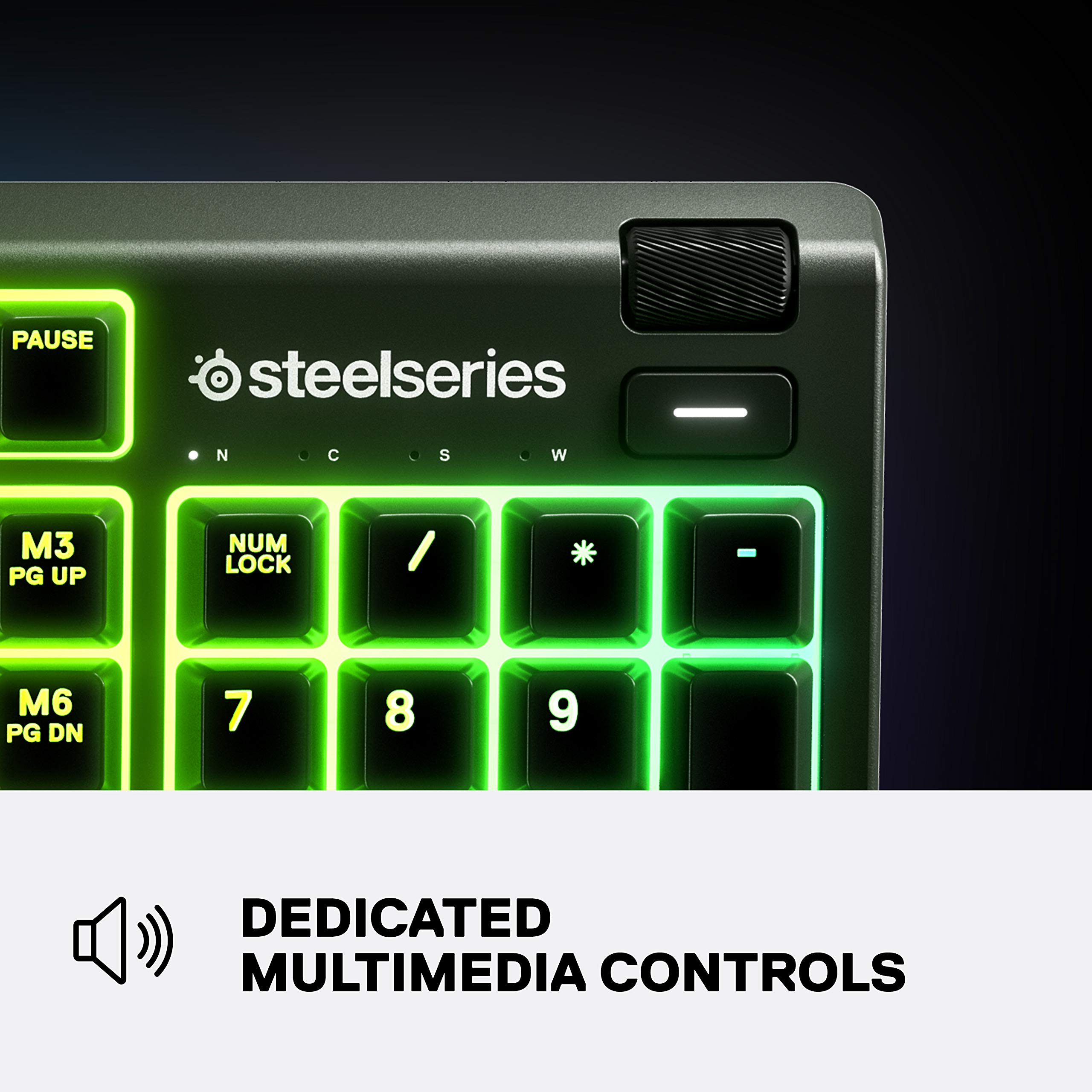 SteelSeries Apex 3 RGB Gaming Keyboard β 10-Zone RGB Illumination β IP32 Water Resistant β Premium Magnetic Wrist Rest (Whisper Quiet Gaming Switch) (Renewed)