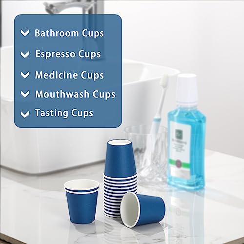 SIUQ 1200 Pack 3 oz Paper Cups, Disposable Bathroom Cups, Small Mouthwash Cups, Hot/Cold Beverage Drinking Cup (Navy Blue)