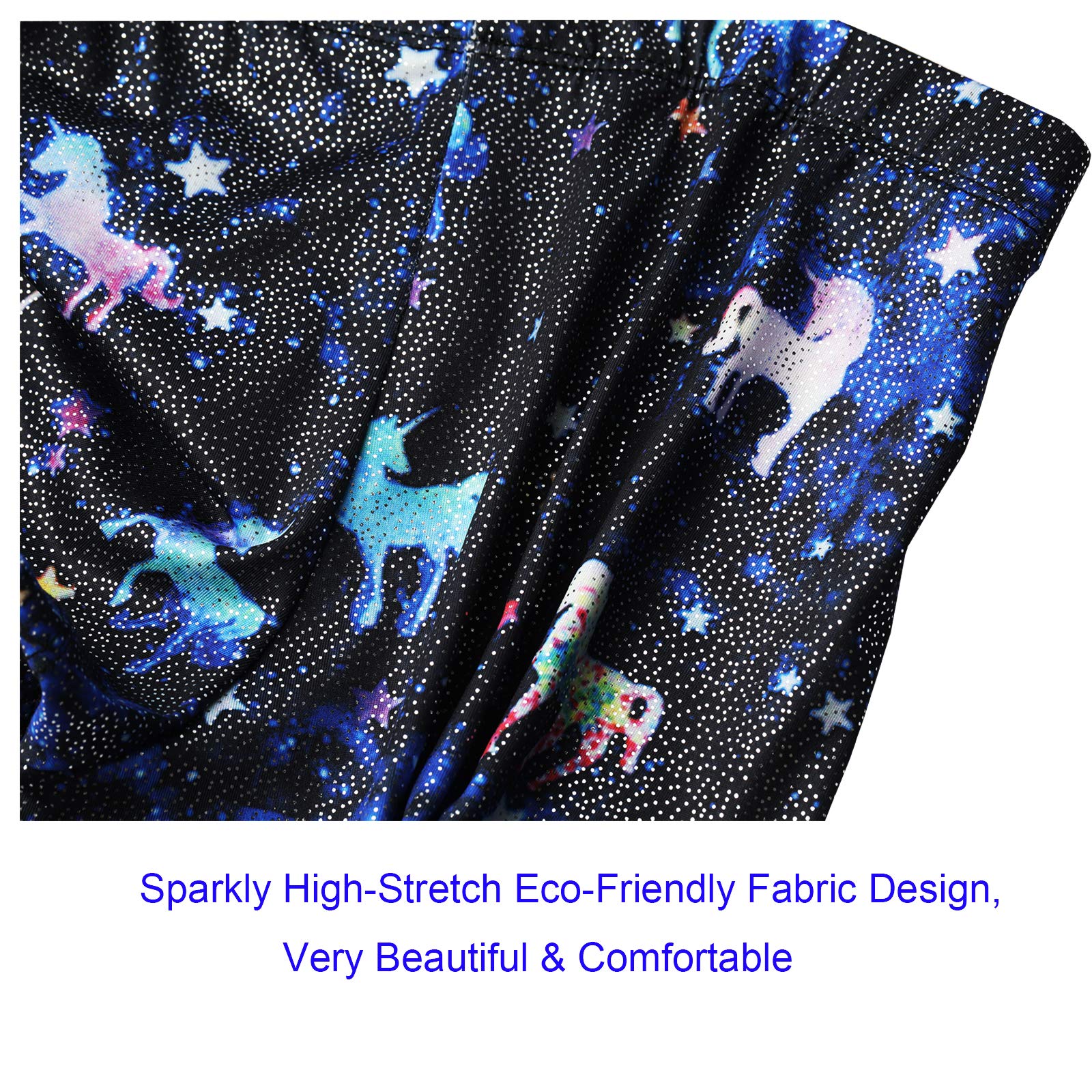 TENVDA Toddler Girls' Sparkle Dance Tumbling Ballet Gymnastics Unicorn Short 3-4T Navy Blue